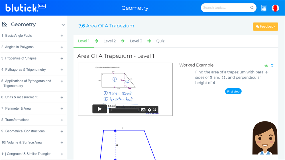 Blutick link: Area of a trapezium | Boost