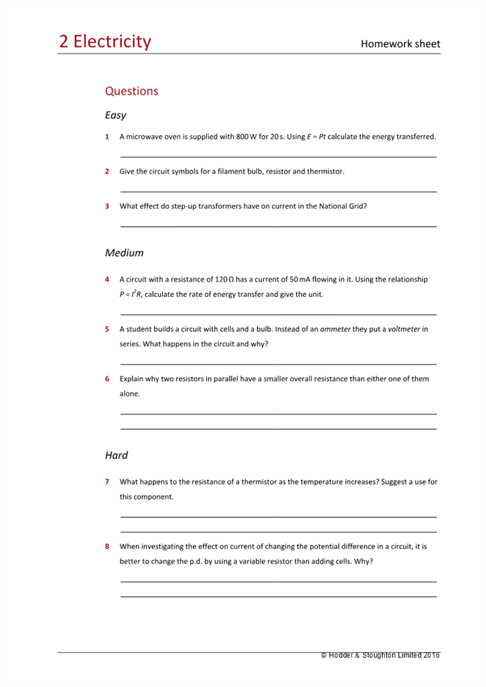Homework task (a) for Chapter 2 Electricity (PDF version) | Boost