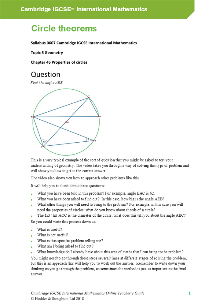 Circle theorems student introduction: Core | Boost