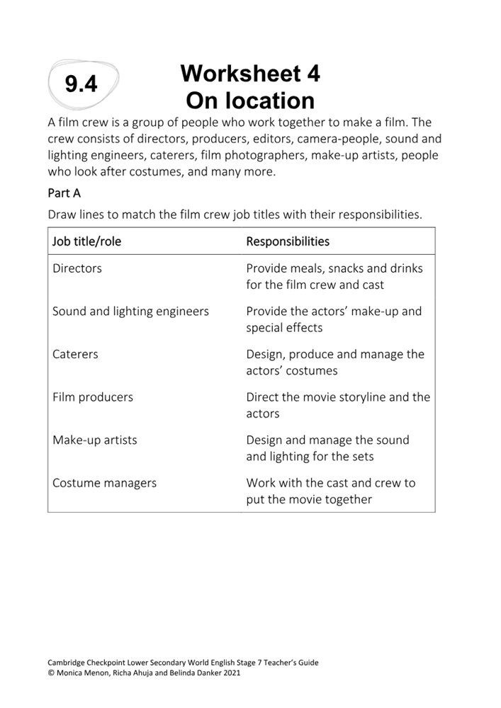 Worksheet 4 On location | Boost
