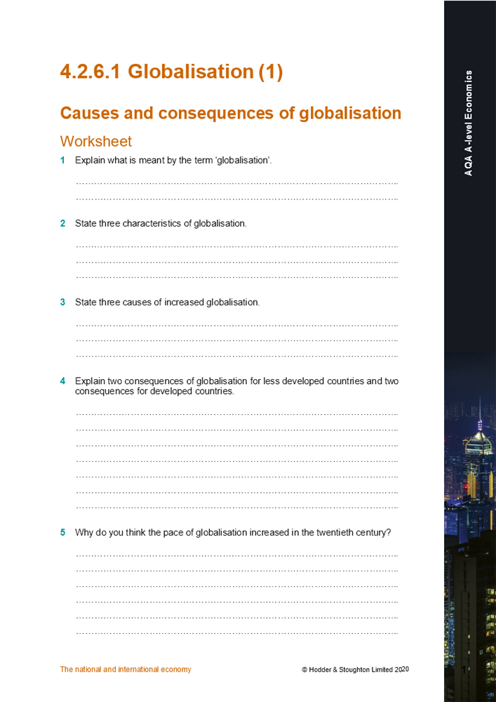 Worksheet: globalisation (1) | Boost