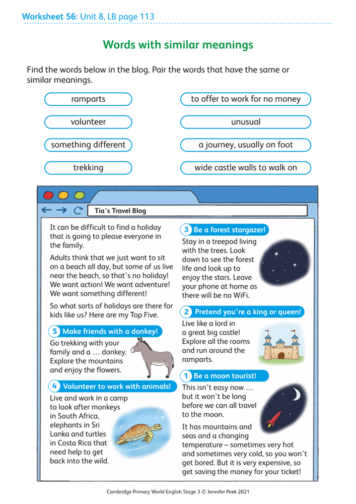 Worksheet 56: Words with similar meanings | Boost