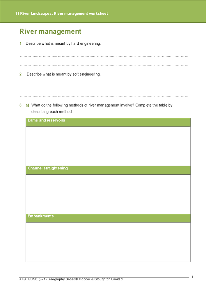 11: River management worksheet | Boost
