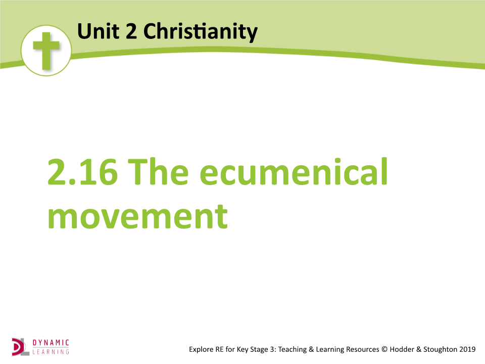 Lesson presentation (editable): 2.16 The ecumenical movement | Boost