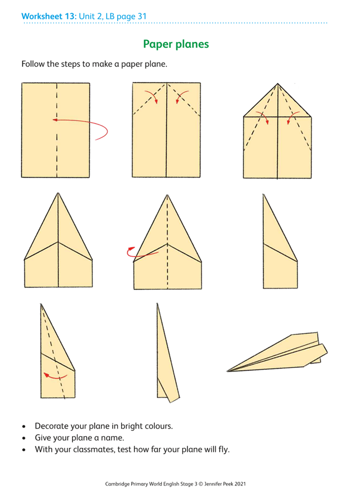 Worksheet 13: Paper planes | Boost