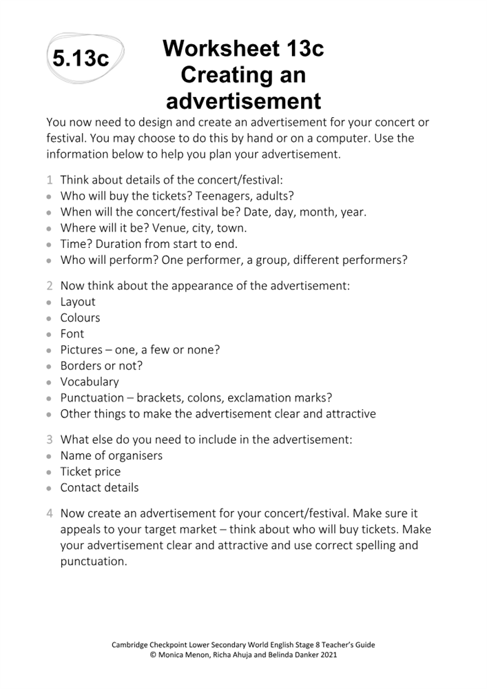 Worksheet 13c: Creating an advertisement | Boost