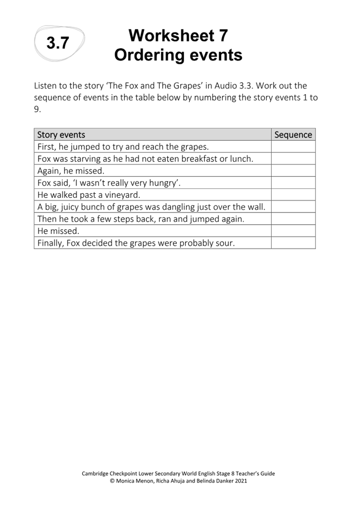 Worksheet 7: Ordering events | Boost